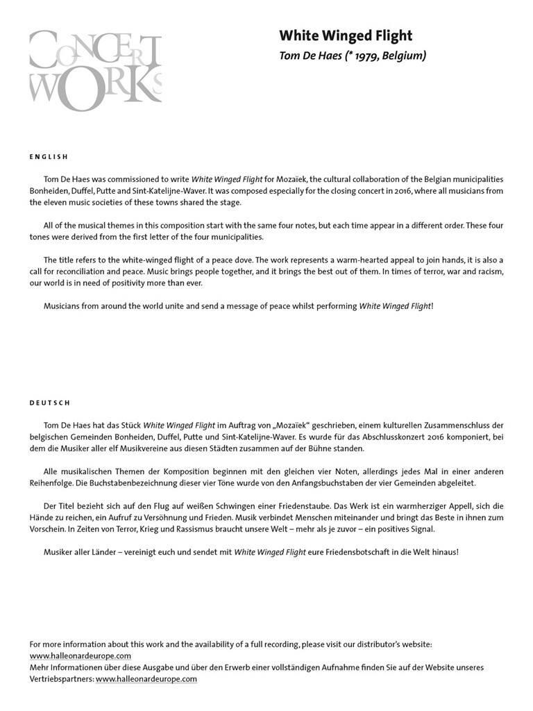 White Winged Flight - Tom De Haes - LMI Partitions